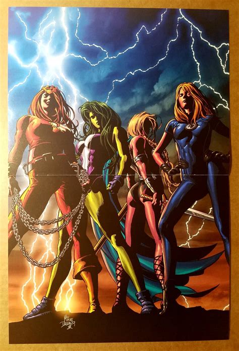She Hulk Valkyrie Thundra Invisible Woman Marvel Comics Poster By Mike