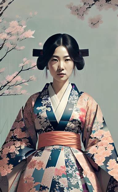 Una Hermosa Mujer Japonesa Vestida Con Kimono Foto Premium