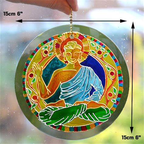 Stained Glass Buddha Wall Art Zen Garden Suncatcher Yoga Art Etsy