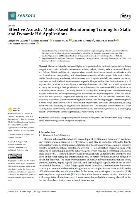 Pdf Effective Acoustic Model Based Beamforming Training For Static And Dynamic Hri Applications