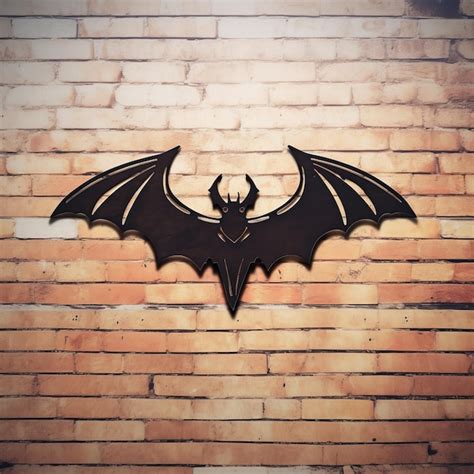 Premium Ai Image Simple Bat Laser Cut Metal Name Sign Black Color