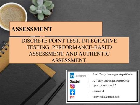 Assessment Discrete Point Test Integrative Testing Performance Based Assessment And