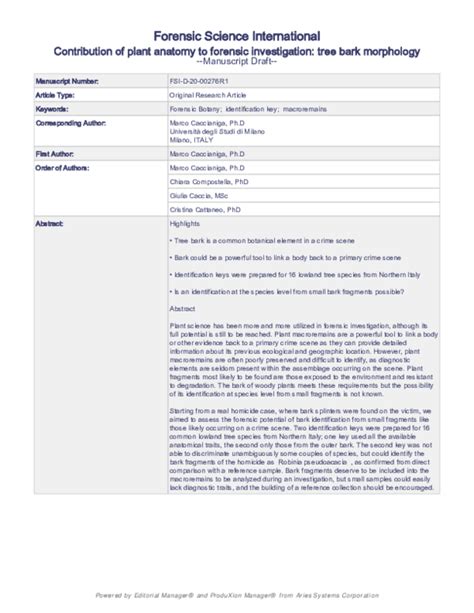 Pdf Contribution Of Plant Anatomy To Forensic Investigation Tree