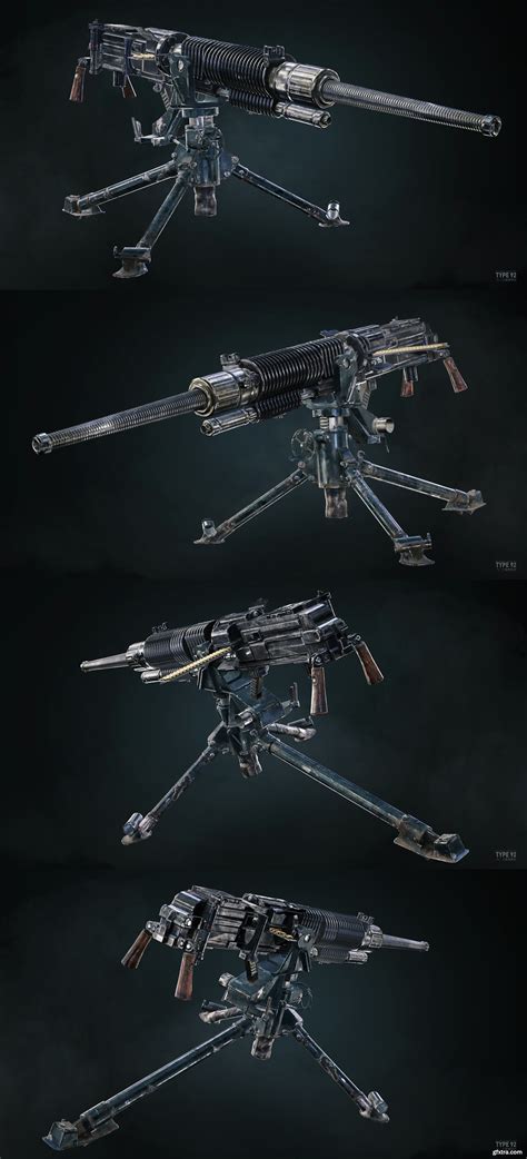 Type 92 Heavy Machine Gun 3d Model Gfxtra