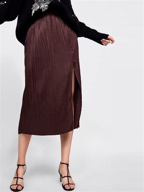 Коричнева міді спідниця Zara — цена 349 грн в каталоге Миди юбки Купить женские вещи по