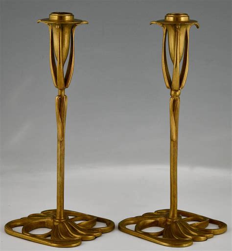 Art Nouveau Bronze Candlesticks Deconamic