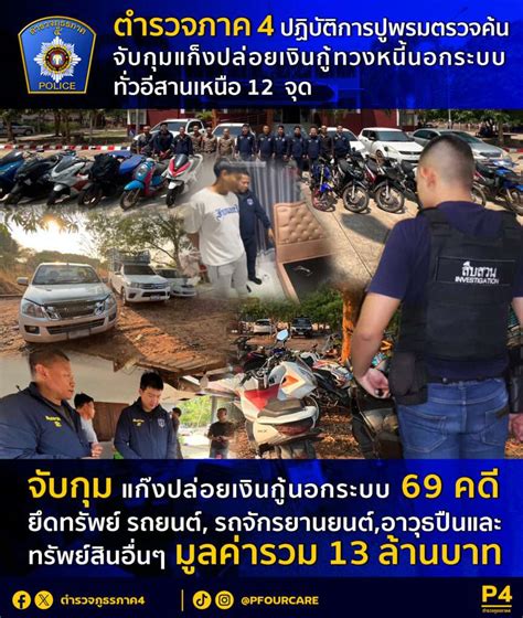 ตำรวจภาค 4 เปิดปฏิบัติการปูพรมตรวจค้นจับแก๊งปล่อยเงินกู้ ทวงหนี้นอกระบบ