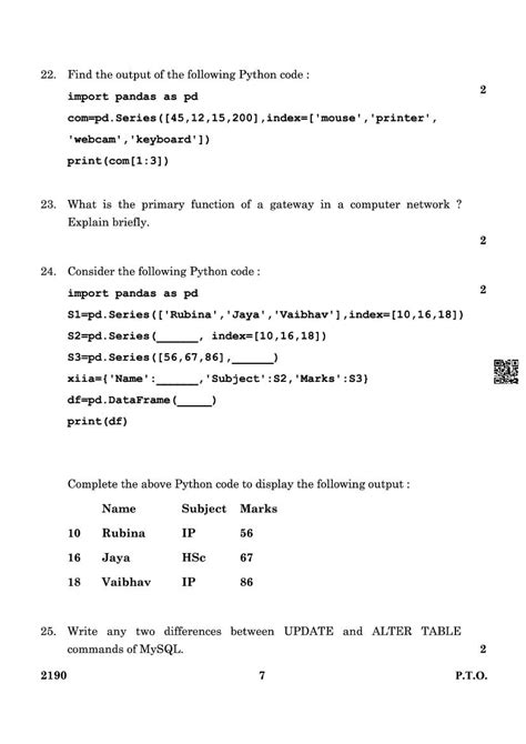 Cbse Class 12 Informatics Practices Question Paper 2024 Pdf Download Pyqp With Answer Key