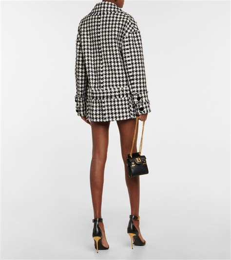 Balmain Houndstooth Tweed Pea Coat Balmain