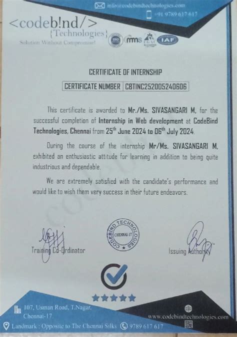 Internshipexperience Codebindtechnologies Womenintech Webdevelopment… Sangari M