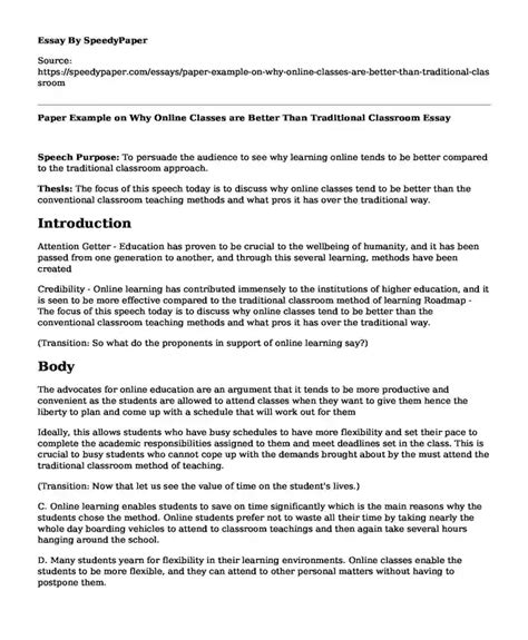 📚 Paper Example On Why Online Classes Are Better Than Traditional