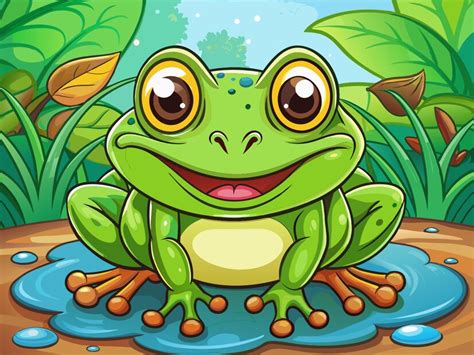 Cute Frog Coloring Book Pages Vector Illustration Cartoon Premium Ai