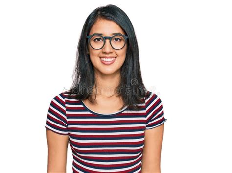 Beautiful Asian Young Woman Wearing Casual Clothes And Glasses With A