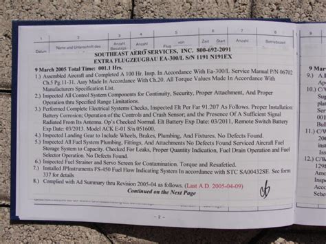 N269sg Airframe Logbook