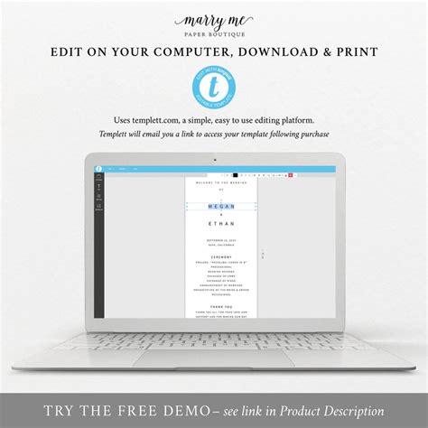 Minimalist Wedding Program Template Modern Program Printable Etsy