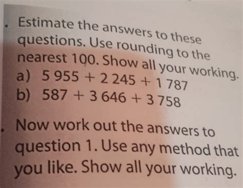 solved estimate the answers to these questions use rounding to the