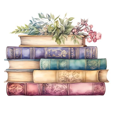 Premium Photo Beautiful Or Vintage Books Watercolor Clipart Illustration