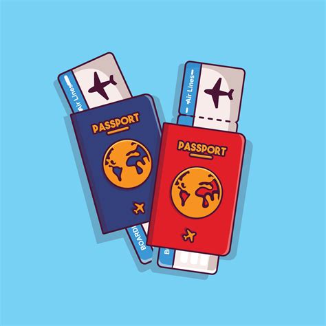 Dos Pasaportes Vectoriales Y Boletos De Embarque Con Estilo De Dibujos Animados Planos
