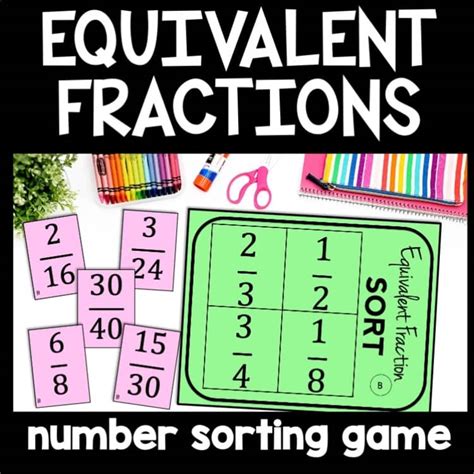 Review 4th 5th 3rd Grade Simplify Equivalent Fraction Game Practice Hand On Find