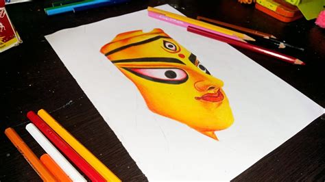 Durga Maa Drawing Tutorial With Doms Colour Pencil Ll Part 1 Ll Easy