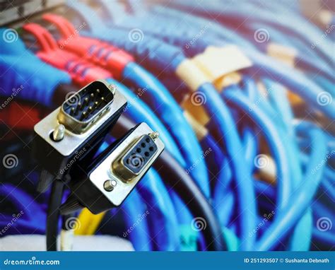 Both End Of A Vga Cable Male And Female Having Nine Pins Stock Image