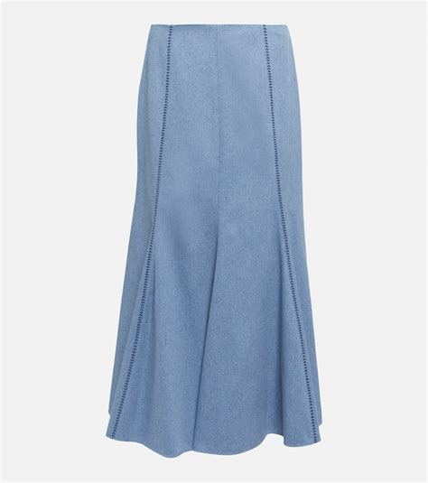 Gabriela Hearst Amy High Rise Cotton Midi Skirt Gabriela Hearst