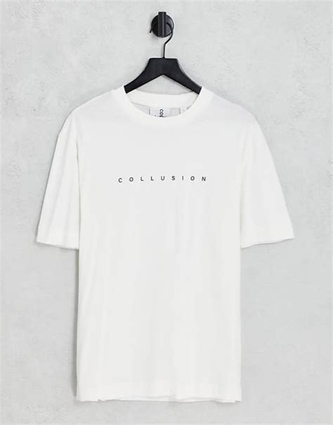 Collusion T Shirt Avec Logo Écru Asos