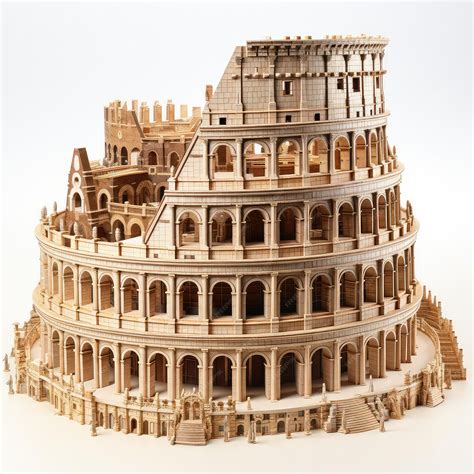 Premium Ai Image Illustration Wooden Mini Colosseum Carve