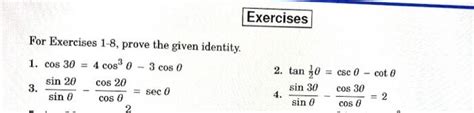 Solved For Exercises Prove The Given Identity Chegg