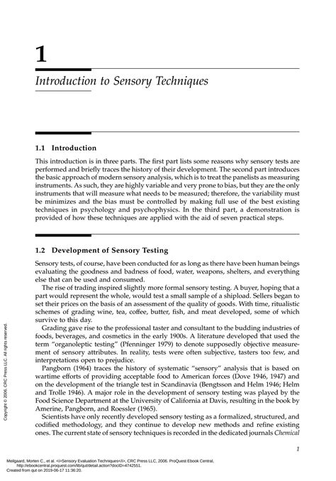Solution Sensory Evaluation Techniques Chapter 1 Introduction To