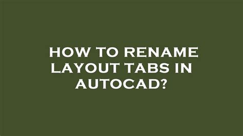 How To Rename Layout Tabs In Autocad YouTube
