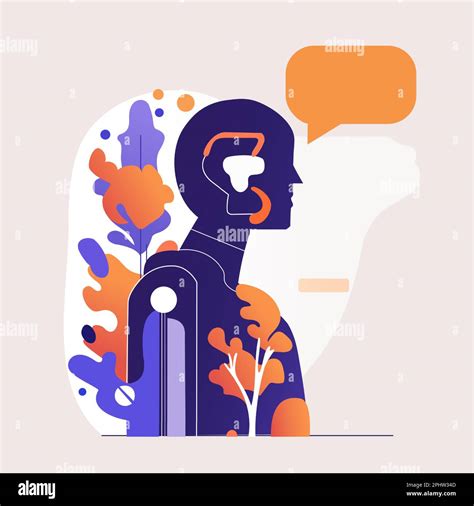 Vector Illustration Of A Robot Artificial Intelligence Chat Bot Human