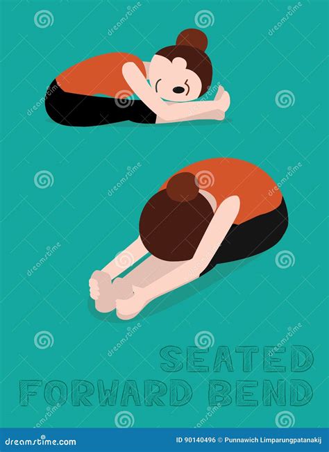 Yoga Janu Sirsasana Head To Knee Pose Flat Style Illustration Cartoon