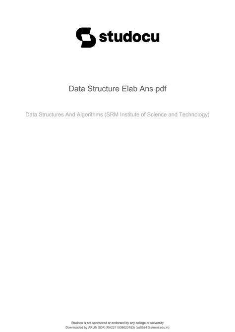 SOLUTION Srm Data Structures Dsa Elab Answers Studypool