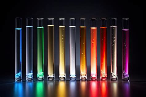 Premium Ai Image A Row Of Test Tubes With Different Colored Liquids