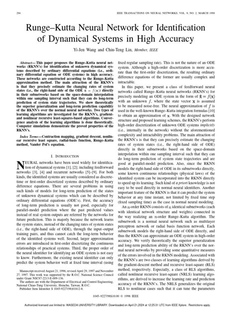 runge kutta neural network for identification of dynamical systems in