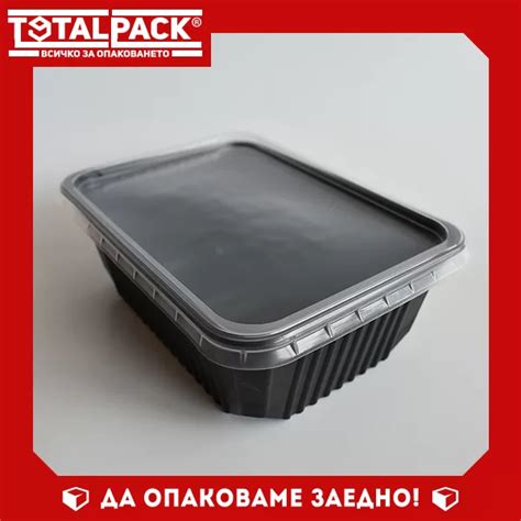 Черна термо кутия с капак 1000мл 50бр Тотал Пак Онлайн Магазин