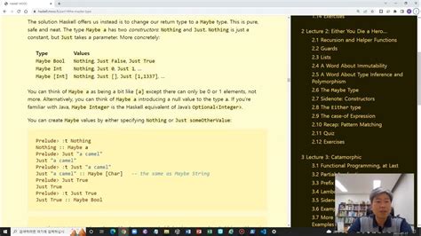 Haskell Mooc Part1 Lecture2 2 6 The Maybe Type Youtube