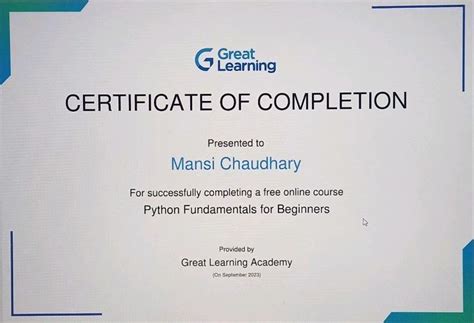 Mansi Chaudhary On Linkedin I Am Glad To Share My Certificate Python