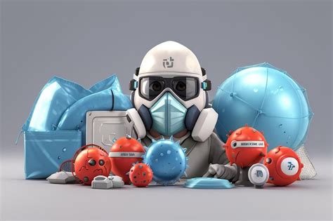 3d Rendering Virus Protection Equipment Pack Premium Ai Generated Image