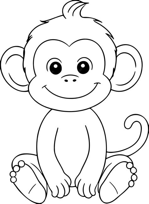 Premium Vector Monkey Vector Illustration Black And White Outline