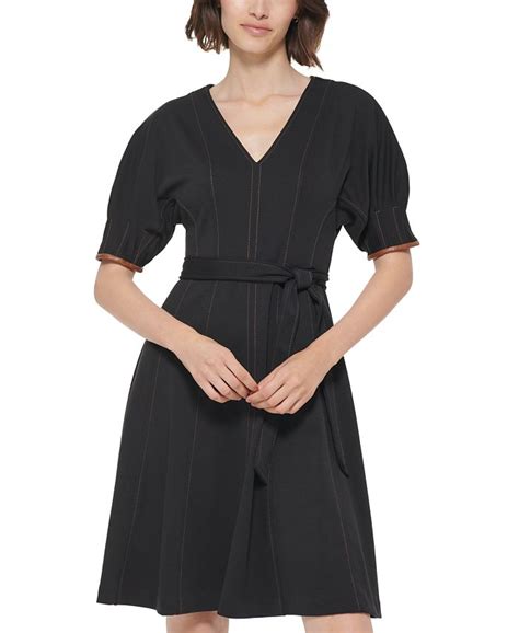 Calvin Klein Belted A Line Dress Macys