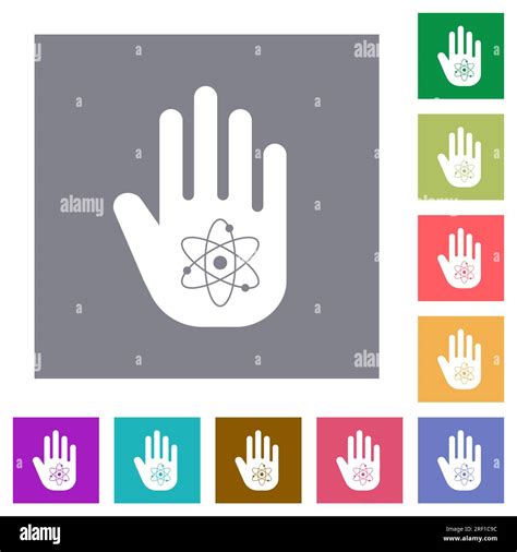hand shaped atomic sanction sign outline flat icons on simple color