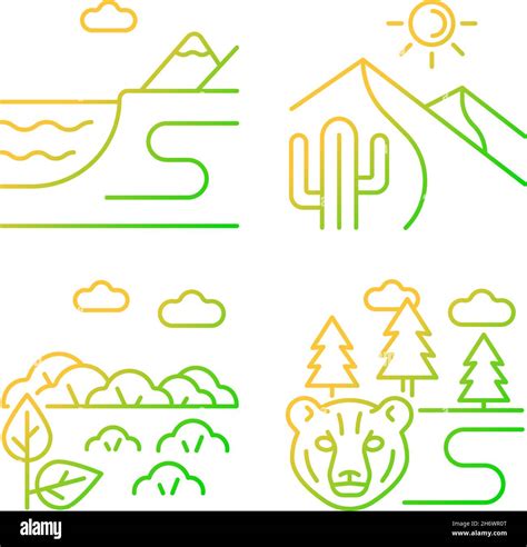 Natural Landforms Gradient Linear Vector Icons Set Stock Vector Image And Art Alamy