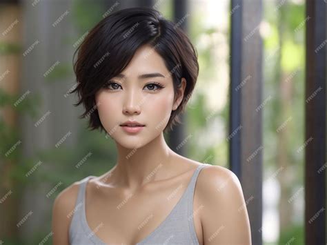 Premium Ai Image Young Asian Woman Long Hair Braid With Natural