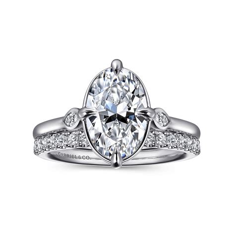 Charli 14k White Gold 2 Carat Oval 3 Stone Natural Diamond Engagement Ring 1400 Gabriel And Co