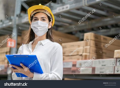Female Construction Worker Wearing Protective Face Stock Photo Shutterstock