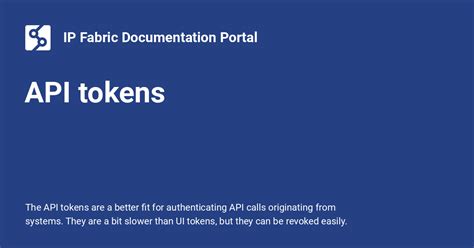 API Tokens IP Fabric Documentation Portal