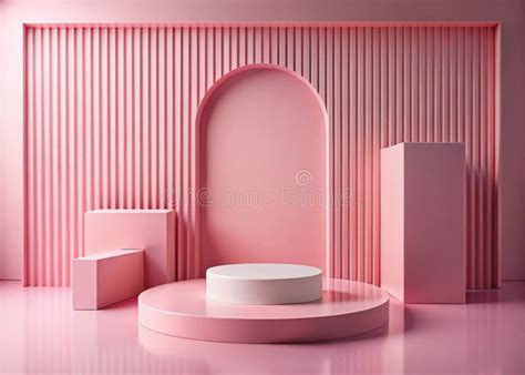 Pastel Pink Geometric Podium Mockup A Minimalist 3d Render For Product