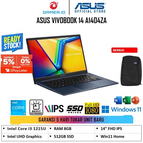 Jual Asus Vivobook 14 A1404za Intel Core I3 1215u Ram 8gb 512gb Ssd